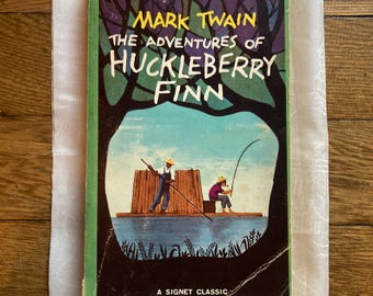Mark Twain’s Huckleberry Finn Watercolor on Actual Page of the Classic ...