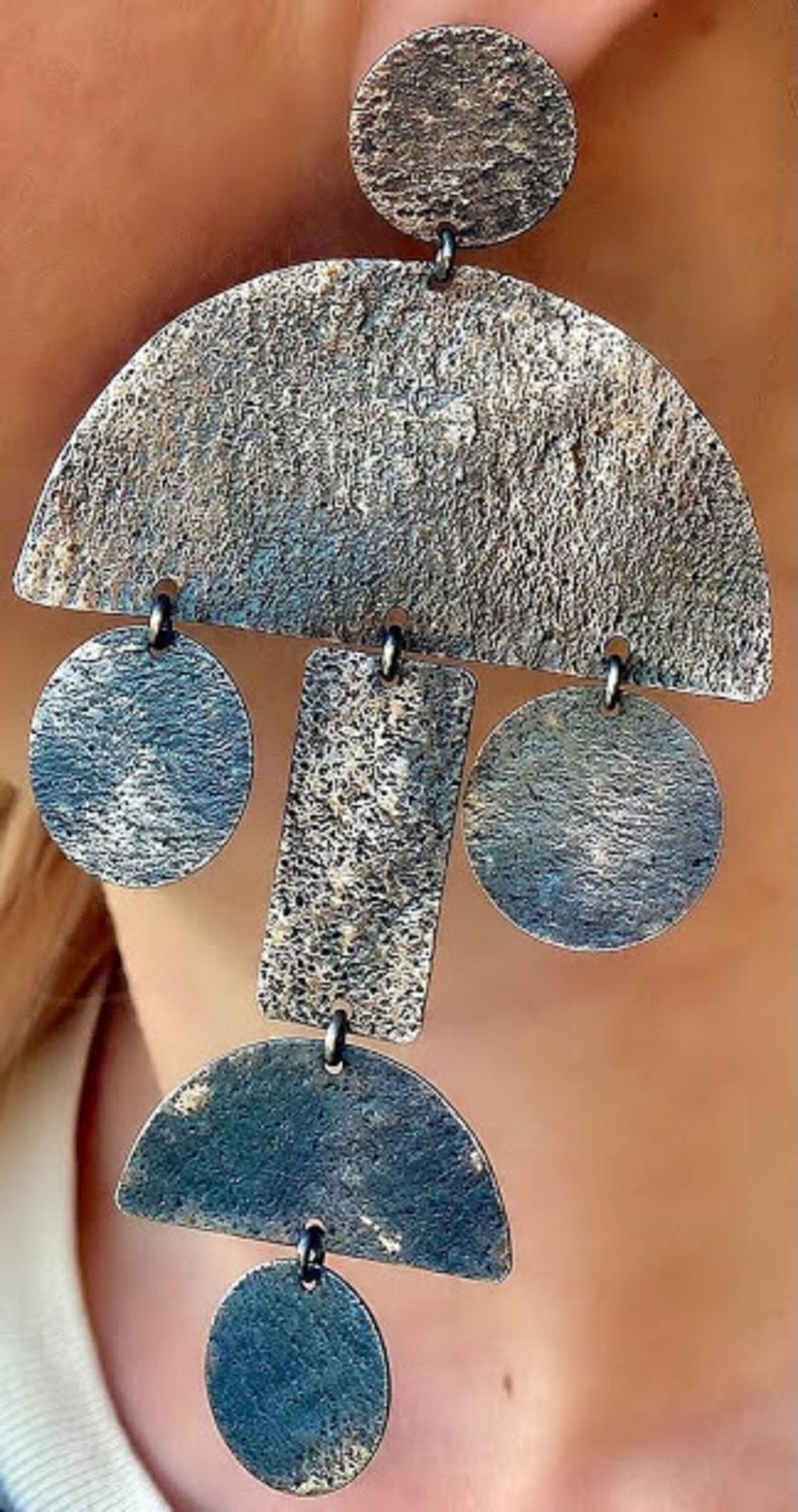 Aztec Silver Earrings,tribal Hoops,festival Earrings,dangle Earrings ...