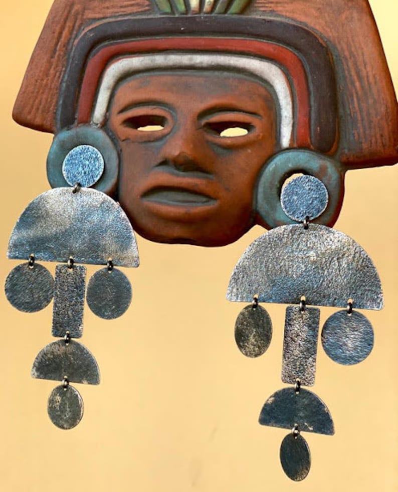 Aztec Silver Earrings,tribal Hoops,festival Earrings,dangle Earrings ...