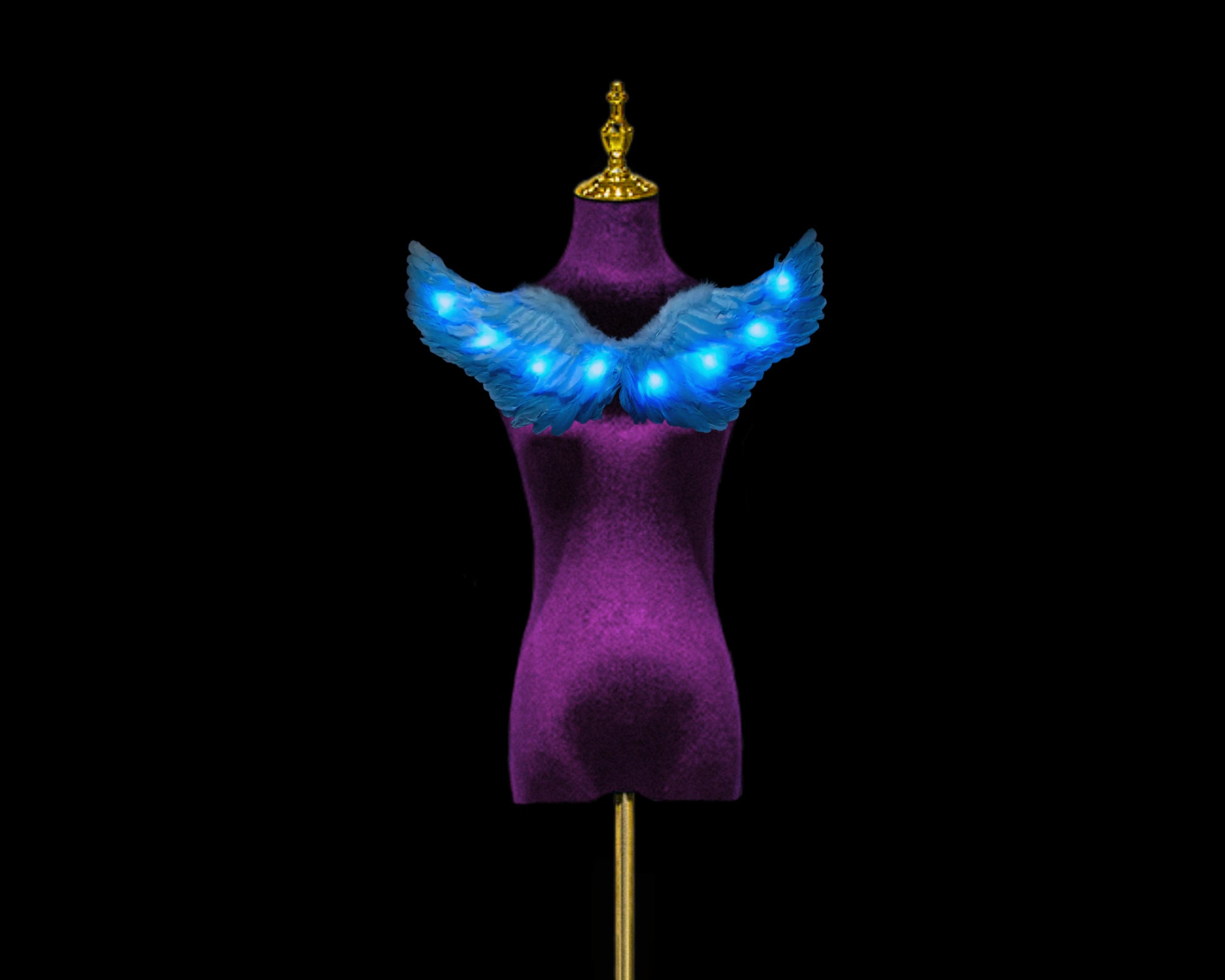 Blue LED Angel Wings Feather Light Fairy Wings Burning Man Outfit ...