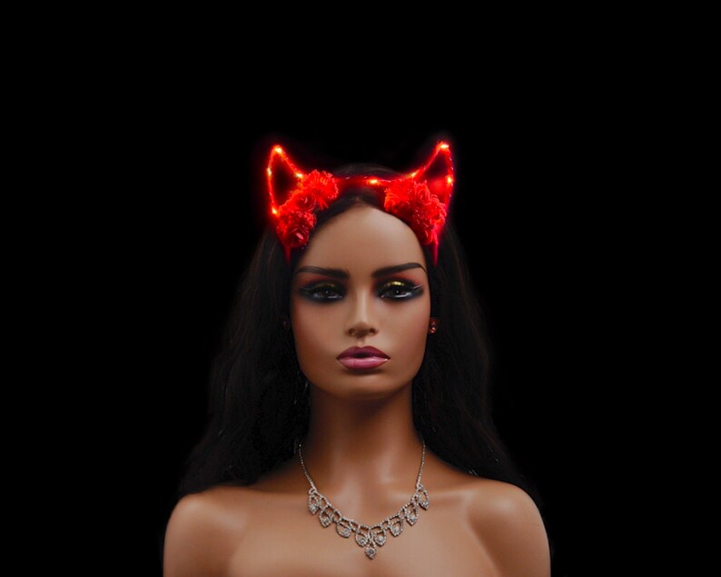 Devil Horn Red Light up Crown LED Angel Crown Burning Man Headpiece ...
