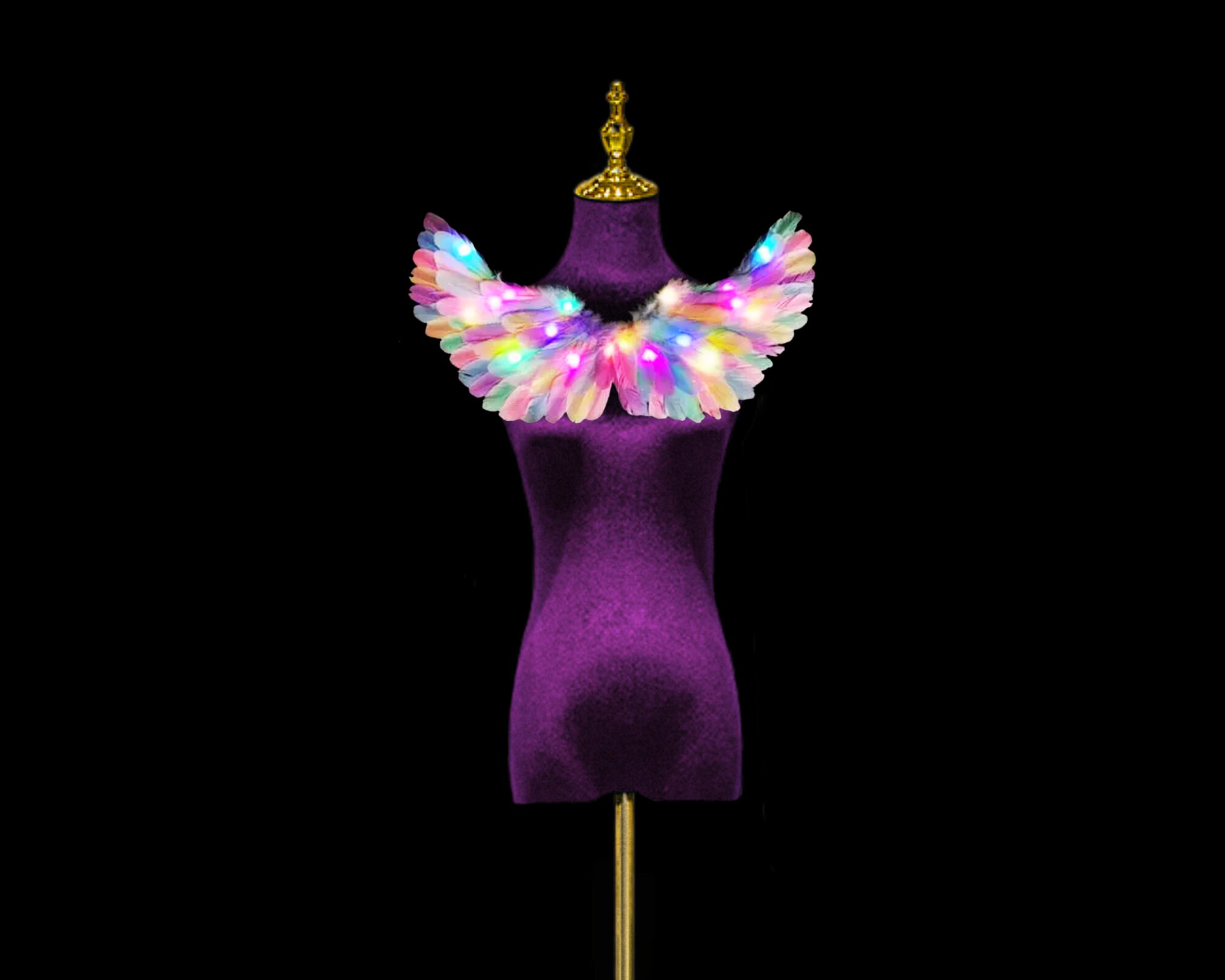 Pride Outfit Rainbow LED Angel Wings Feather Light Fairy Wings Burning ...
