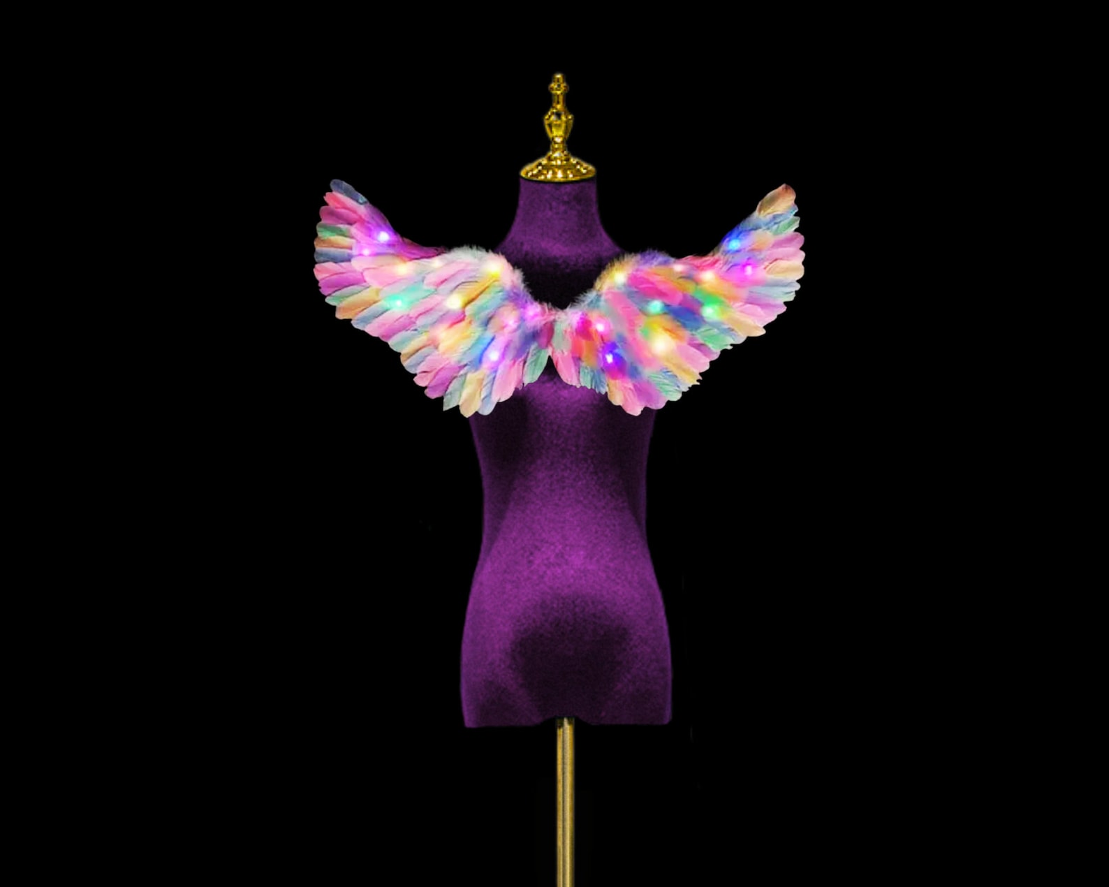 Pride Outfit Rainbow LED Angel Wings Feather Light Fairy Wings Burning ...