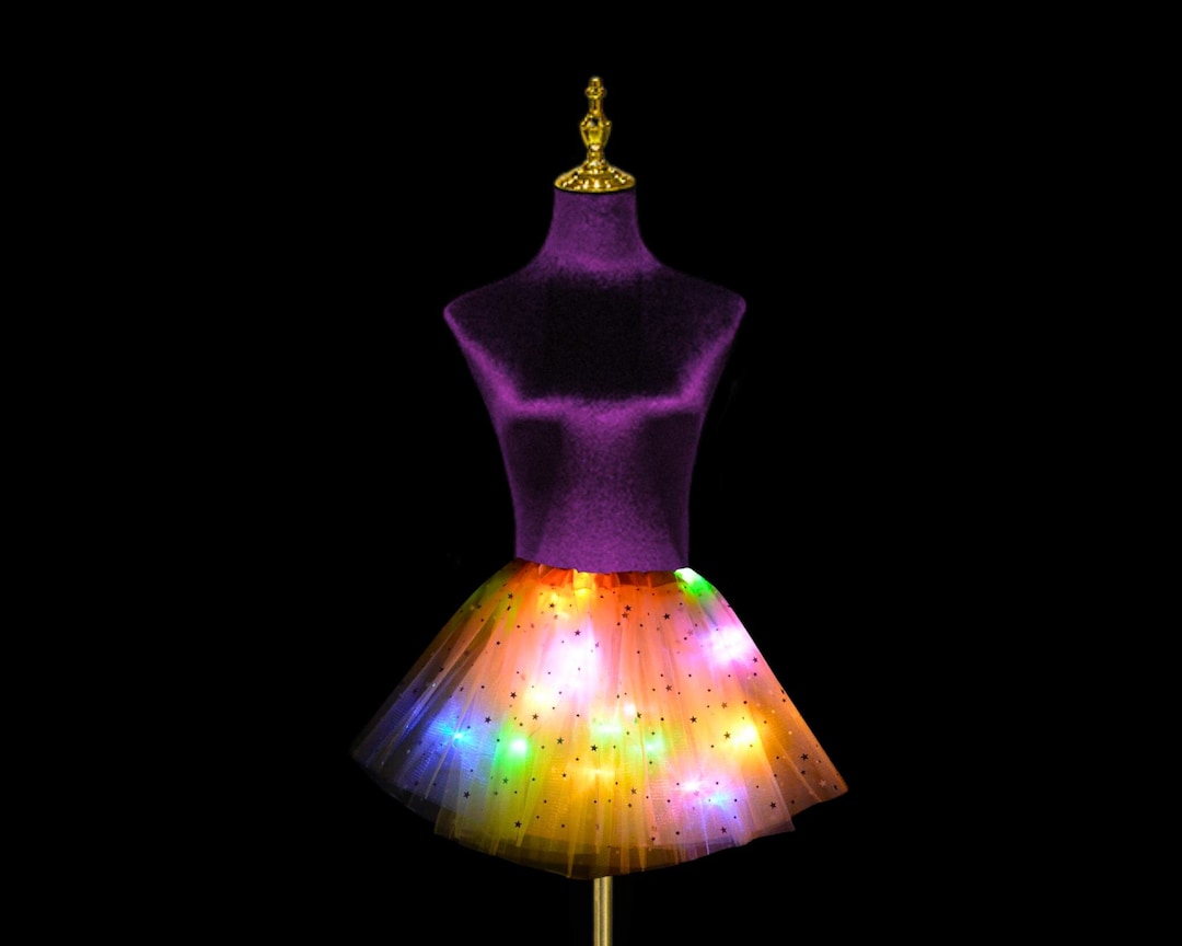 Tutu Skirt Light up Skirt LED Rainbow Ballerina Burning Man Outfit ...