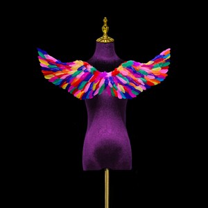 Rainbow Angel Wings Feather Fairy Wings Burning Man Outfit Festival ...