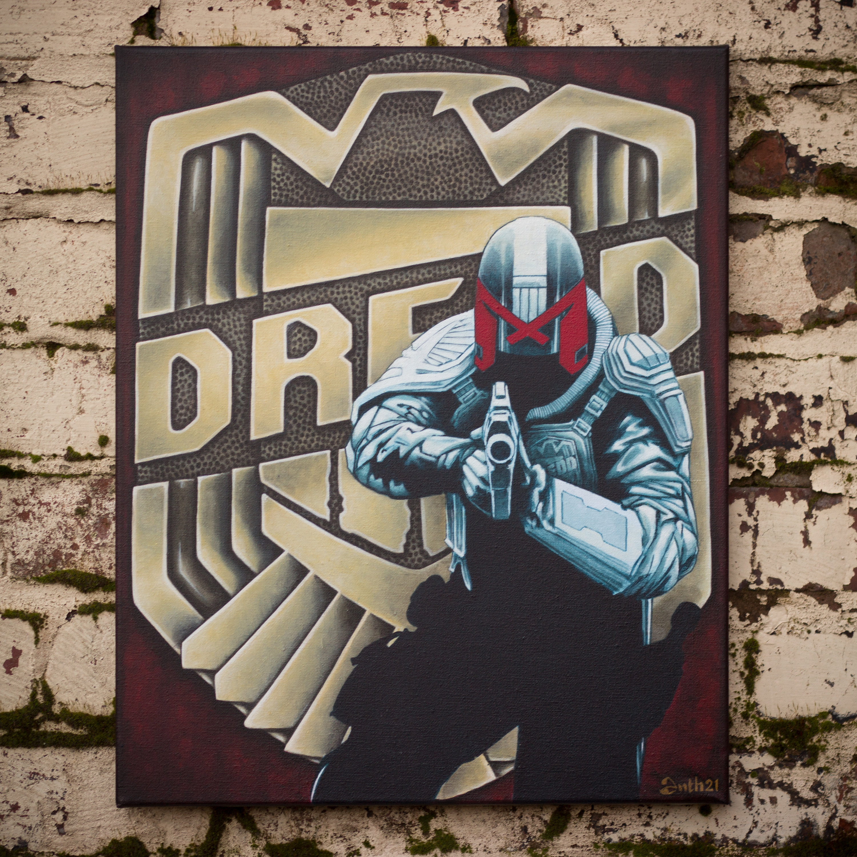Judge Dredd, 2000AD, Fan Art, Hand Painted, Acrylic on 20 16 Canvas. - Etsy