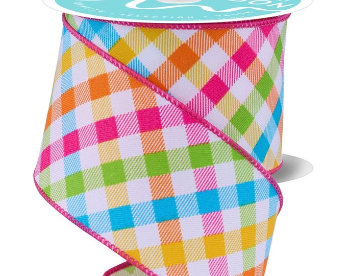 Multicolor Plaid Ribbon by RG Ribbon – 2.5" X 10 Yards, Spring Easter ...
