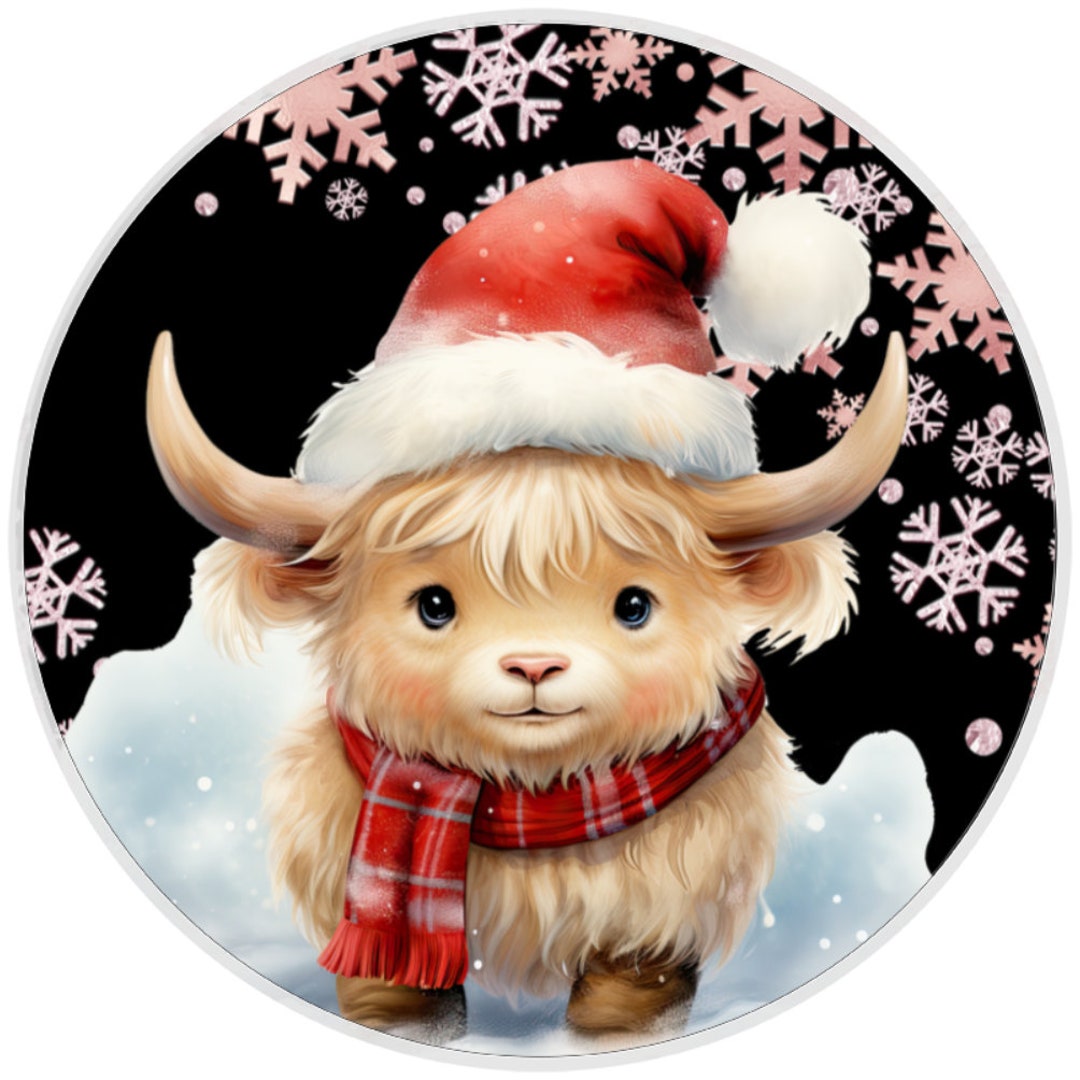 10” Highland Cow Snowflake Christmas Sign, Wreath Sign, Home Decor - Etsy
