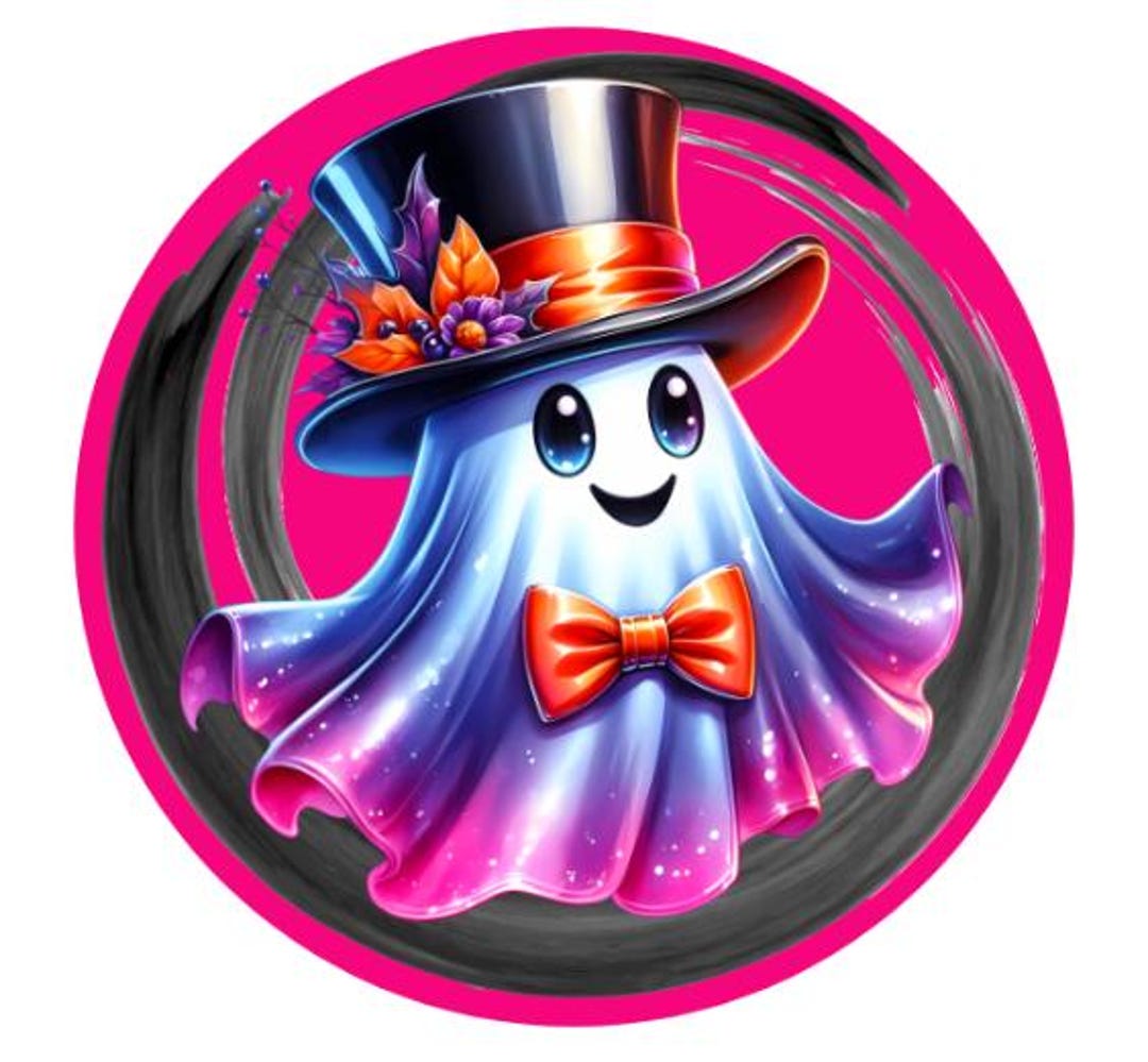 10" Vibrant Pink Ghost Top Hat Halloween Sign, Wreath Sign, DIY Wreath ...