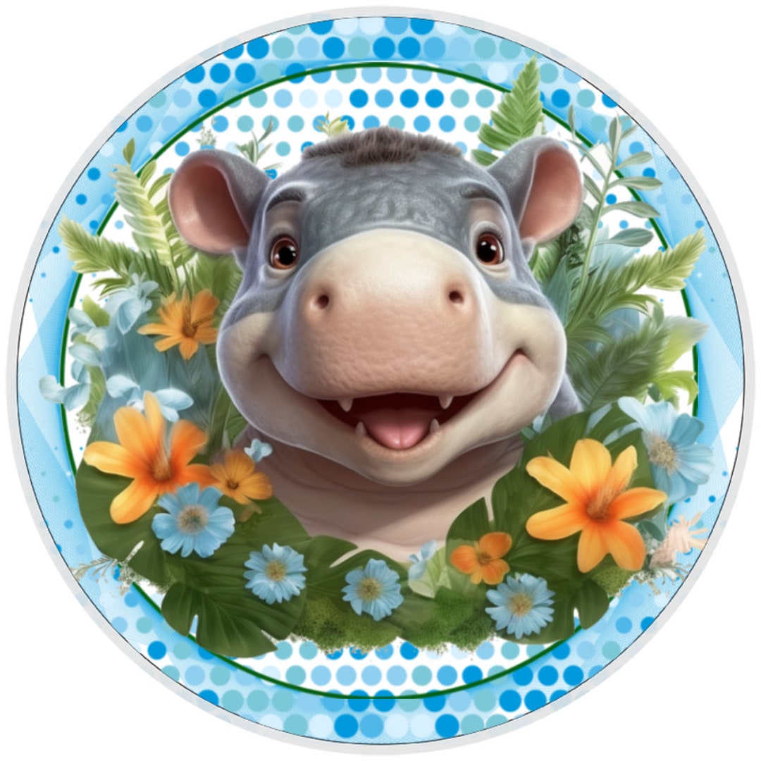 10” Hippopotamus Floral Sign, Wreath Sign, Home Decor, Metal Sign, the ...