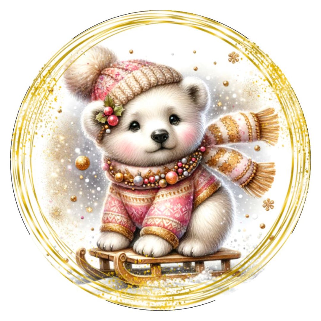 10 Sledding Polar Bear Sign, Wreath Sign, Home Decor - Etsy