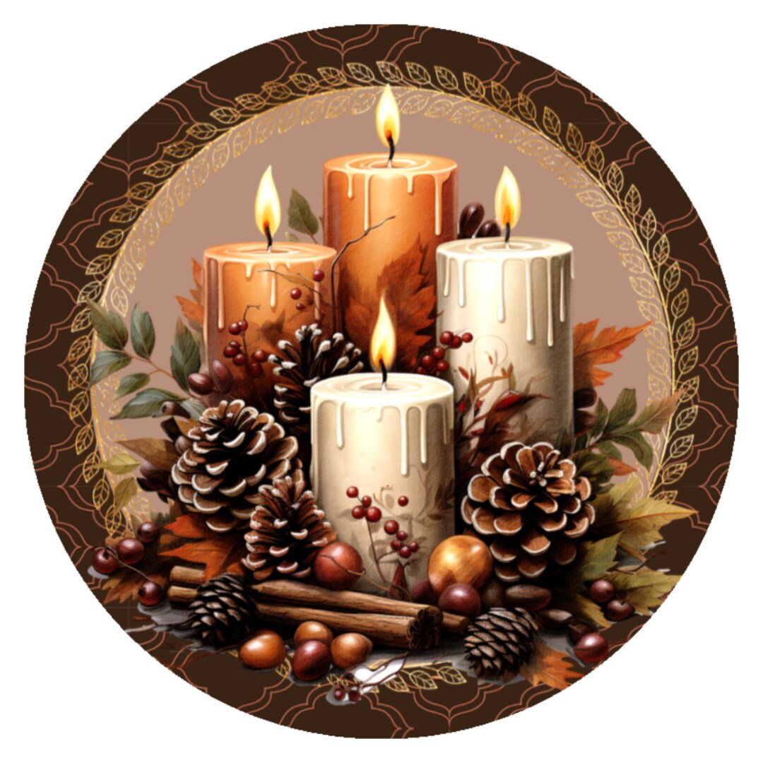 10” Fall Candle Sign, Metal Wreath Sign, Home Decor - Etsy