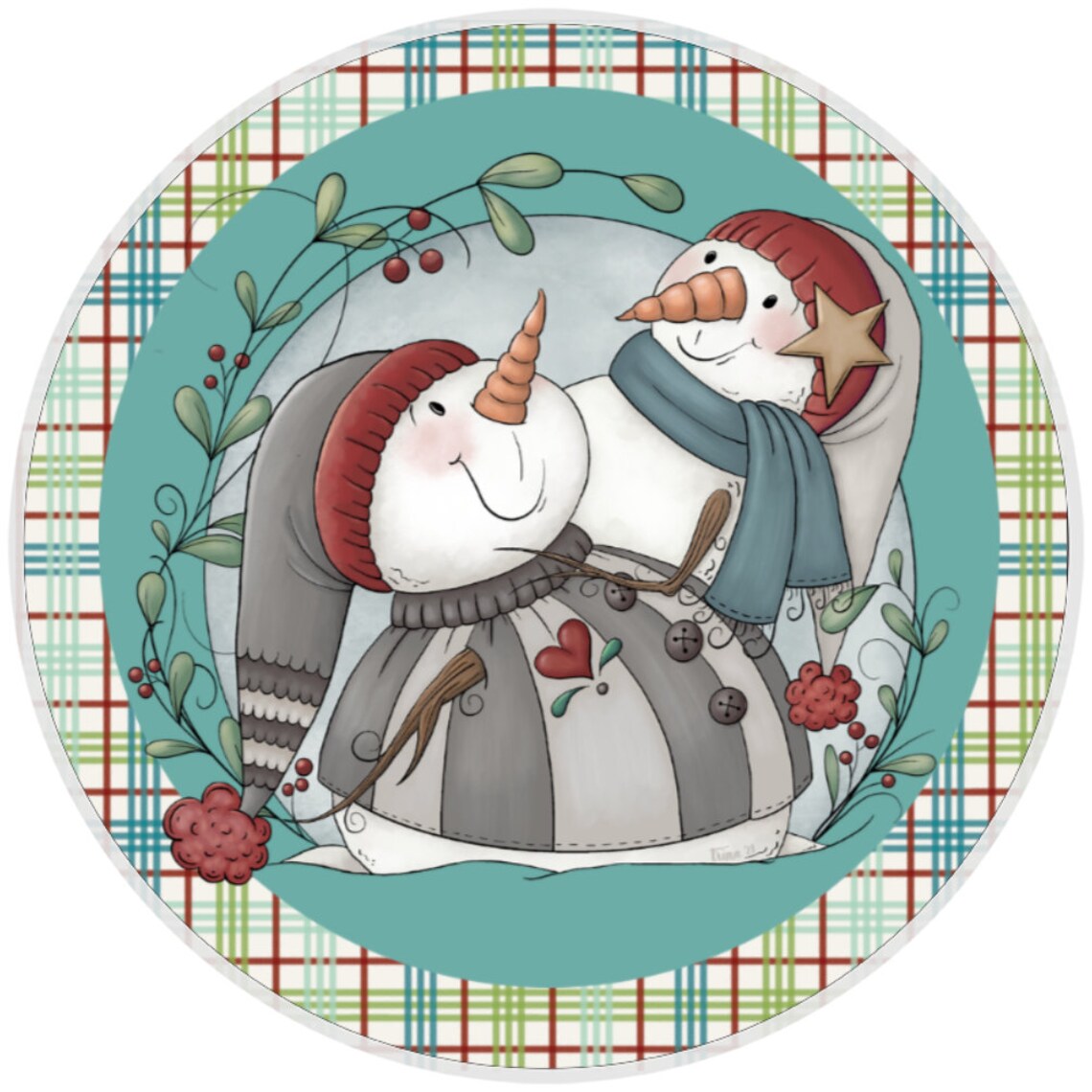 10” Plaid Snowman Metal Sign, Wreath Sign, Home Decor - Etsy