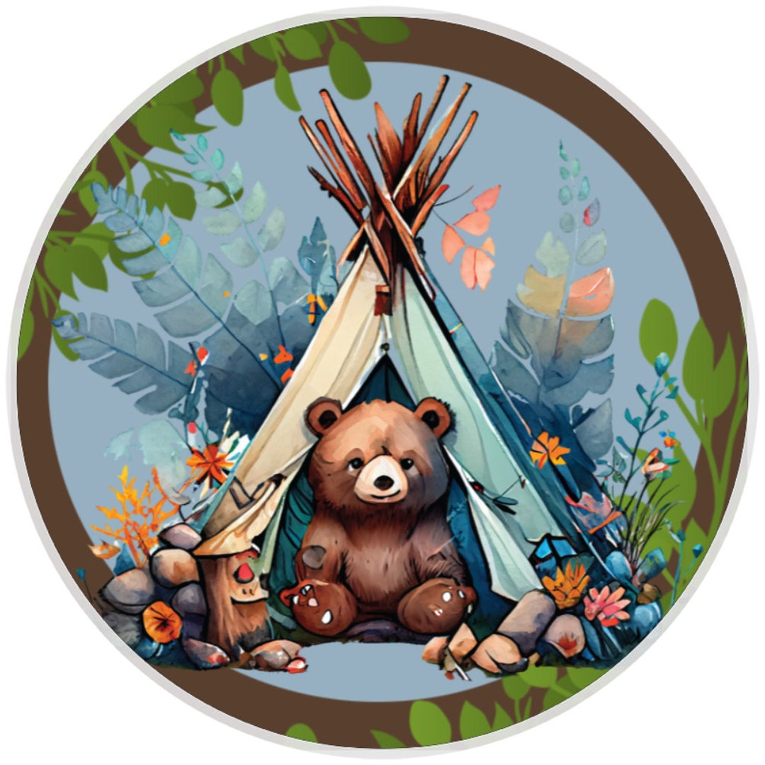 10” Tee Pee Bear Camp Sign, Wreath Sign, Home Decor, Metal Sign, the ...