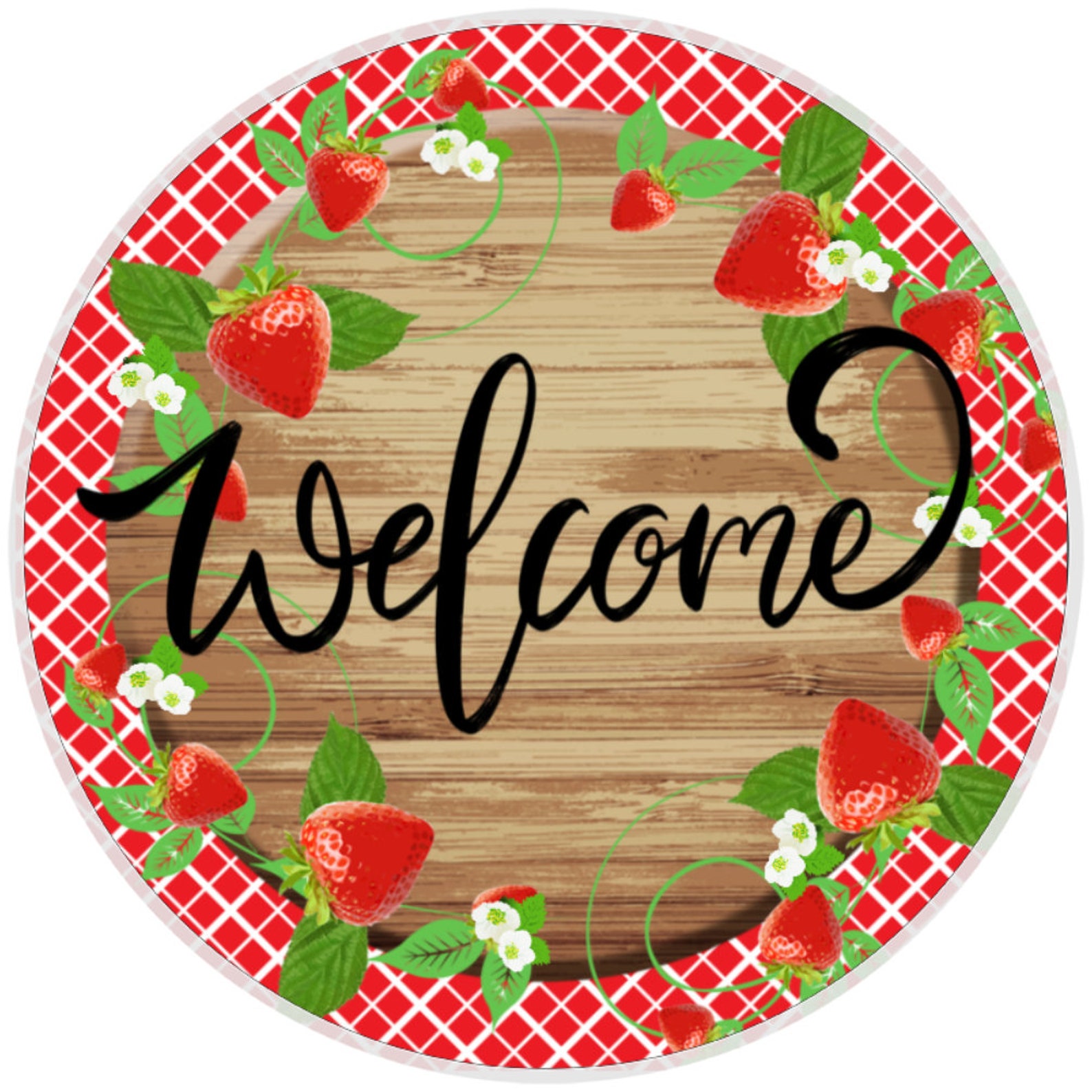 10 Strawberry Welcome Sign, Wreath Sign, Home Decor, Metal Sign, the ...