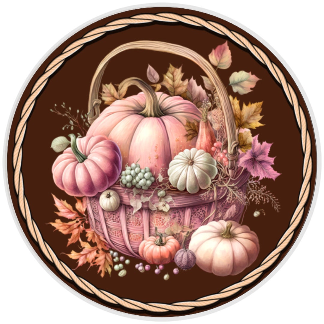 10” Pink Brown Rope Pumpkin Fall Sign, Wreath Sign, Home Decor - Etsy