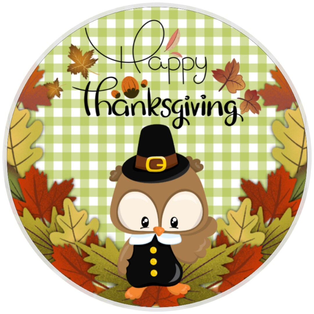 10” Owl Pilgram Thanksgivings Sign, Wreath Sign, Home Decor - Etsy