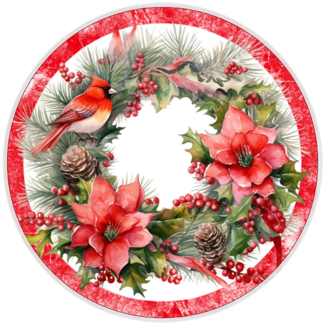 10” Poinsettia Cardinal Sign, Metal Wreath Sign, Home Decor - Etsy