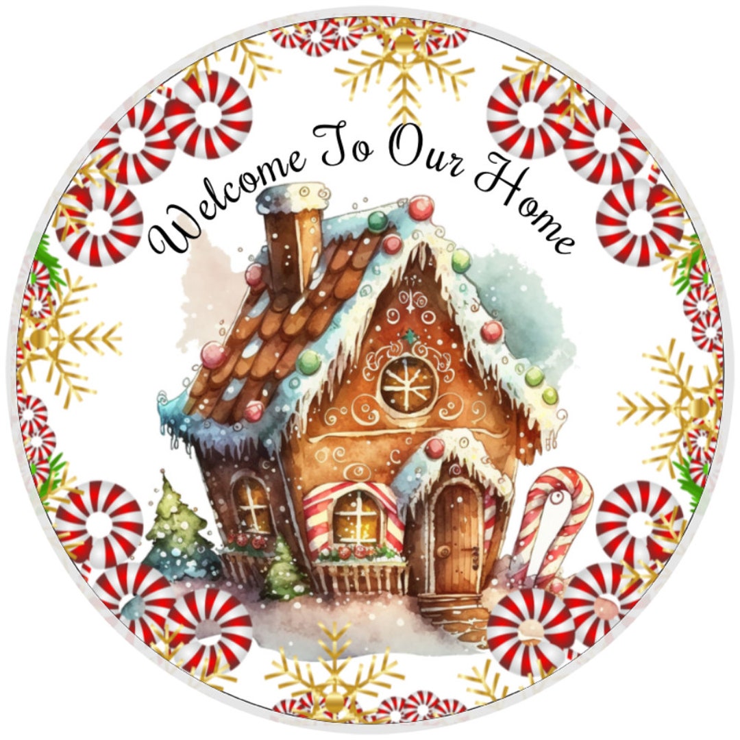 10” Gingerbread Welcome Christmas Sign, Wreath Sign, Home Decor - Etsy