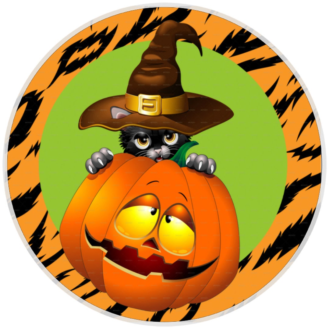 10 Halloween Witch Cat Sign, Wreath Sign, Home Decor - Etsy