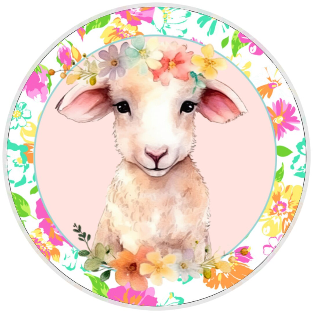 10” Floral Lamb Sign, Wreath Sign, Home Decor, Metal Sign, the Ritzy ...