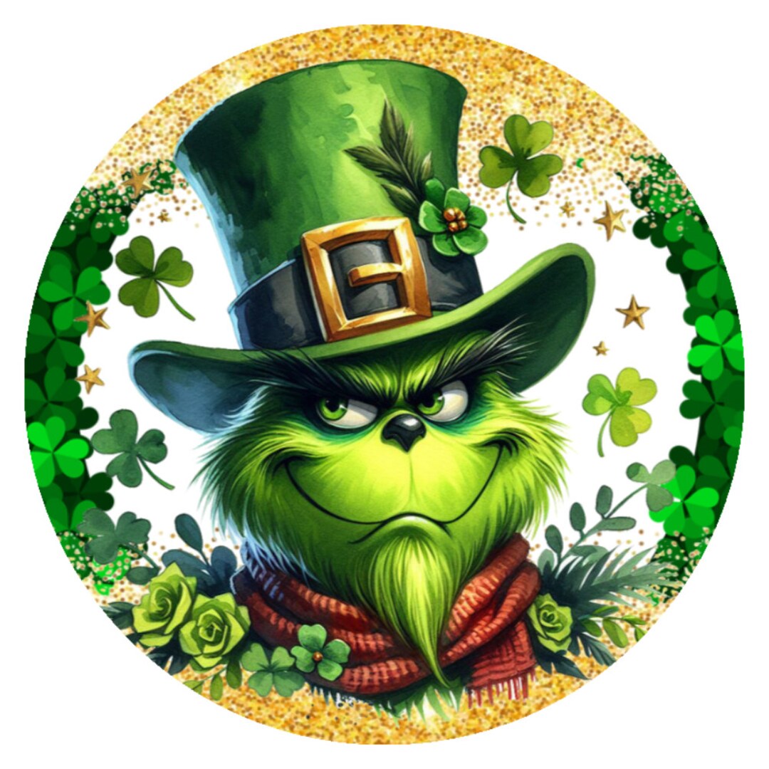 10 Green Monster St Patricks Shamrock Wreath Sign, Wreath Sign, Home ...