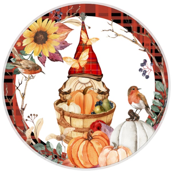 10 Happy Fall Gnome Wreath Sign, Wreath Sign, Home Decor, Metal Sign ...