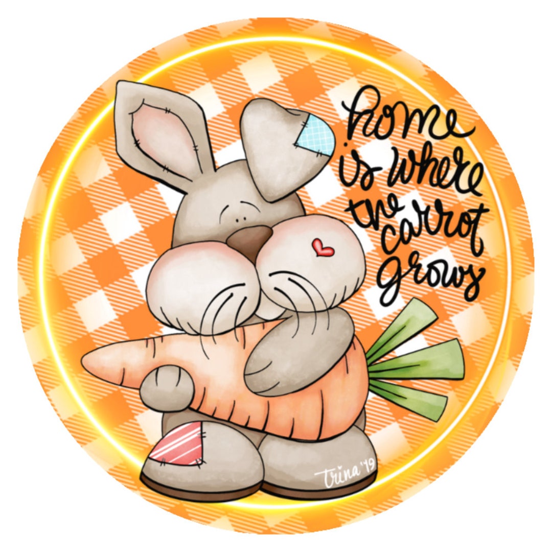 10” Easter Bunny Checkered Home Sign, Wreath Sign, Home Decor - Etsy