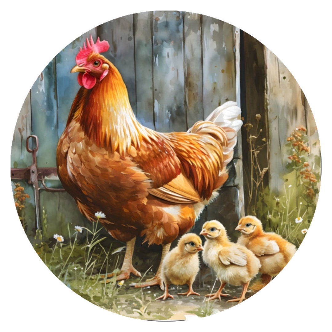 10” Hen and Chicks Sign, Metal Wreath Sign, Home Decor - Etsy