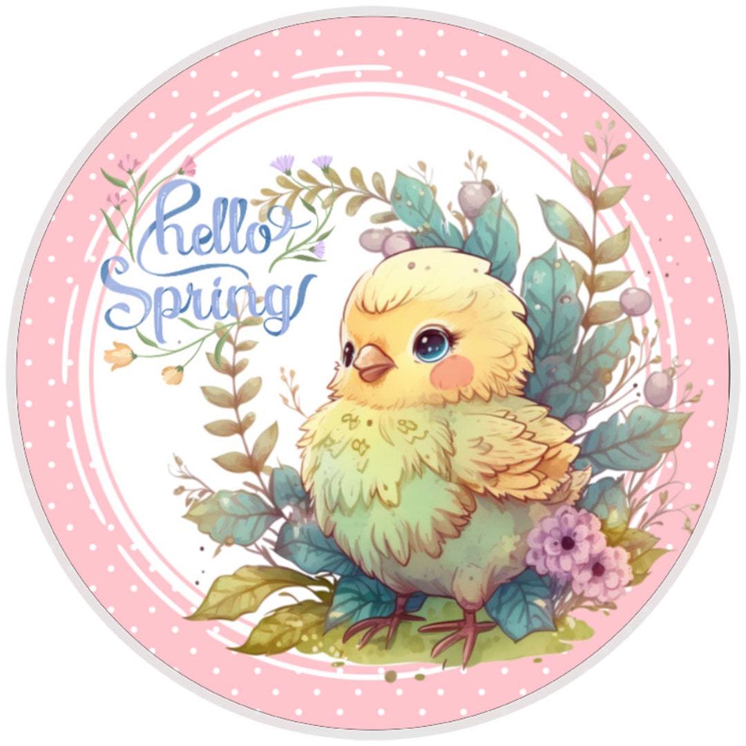 10” Hello Spring Chick Sign, Wreath Sign, Home Decor - Etsy