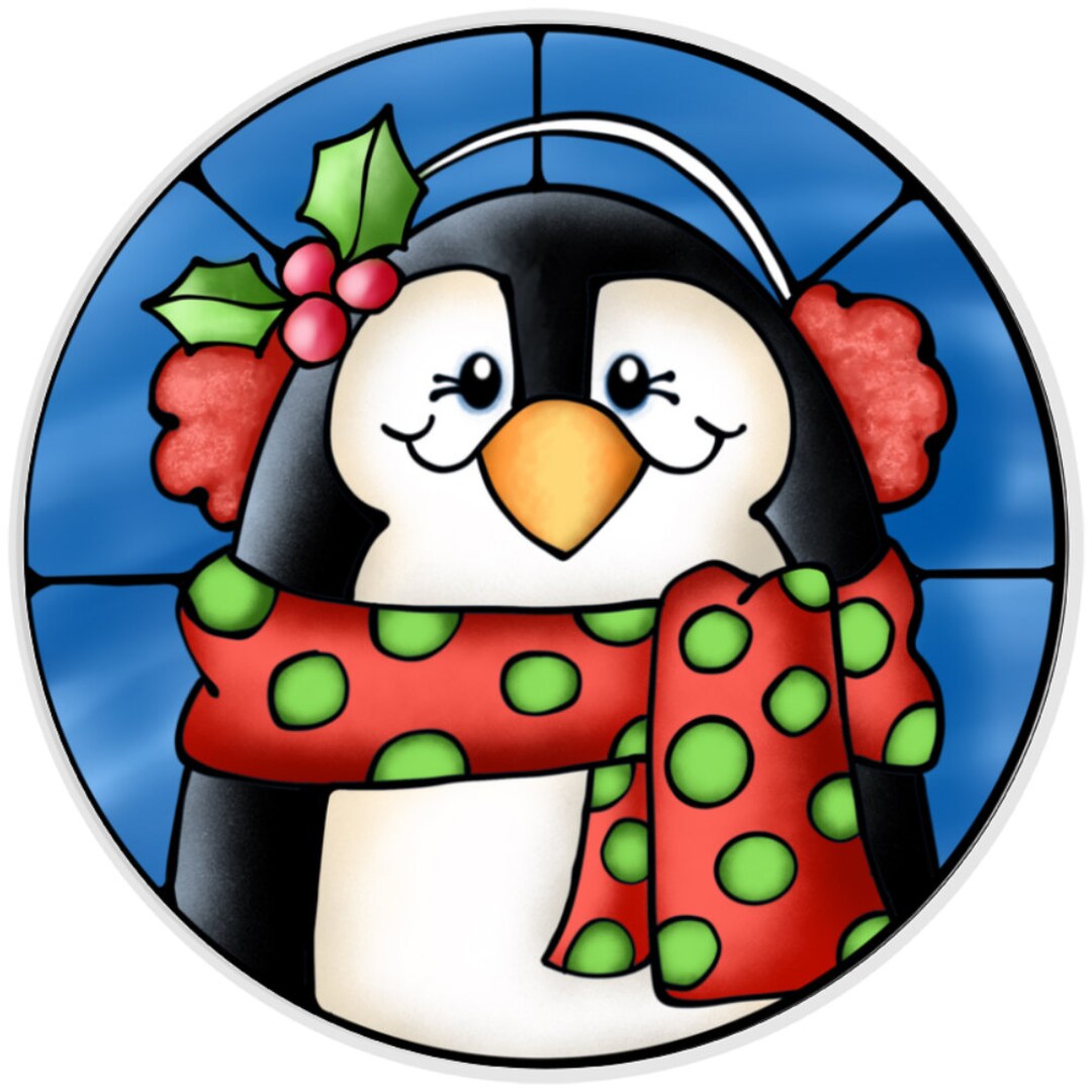 10” Penguin Stained Glass Look Metal Sign, Wreath Sign, Home Decor - Etsy