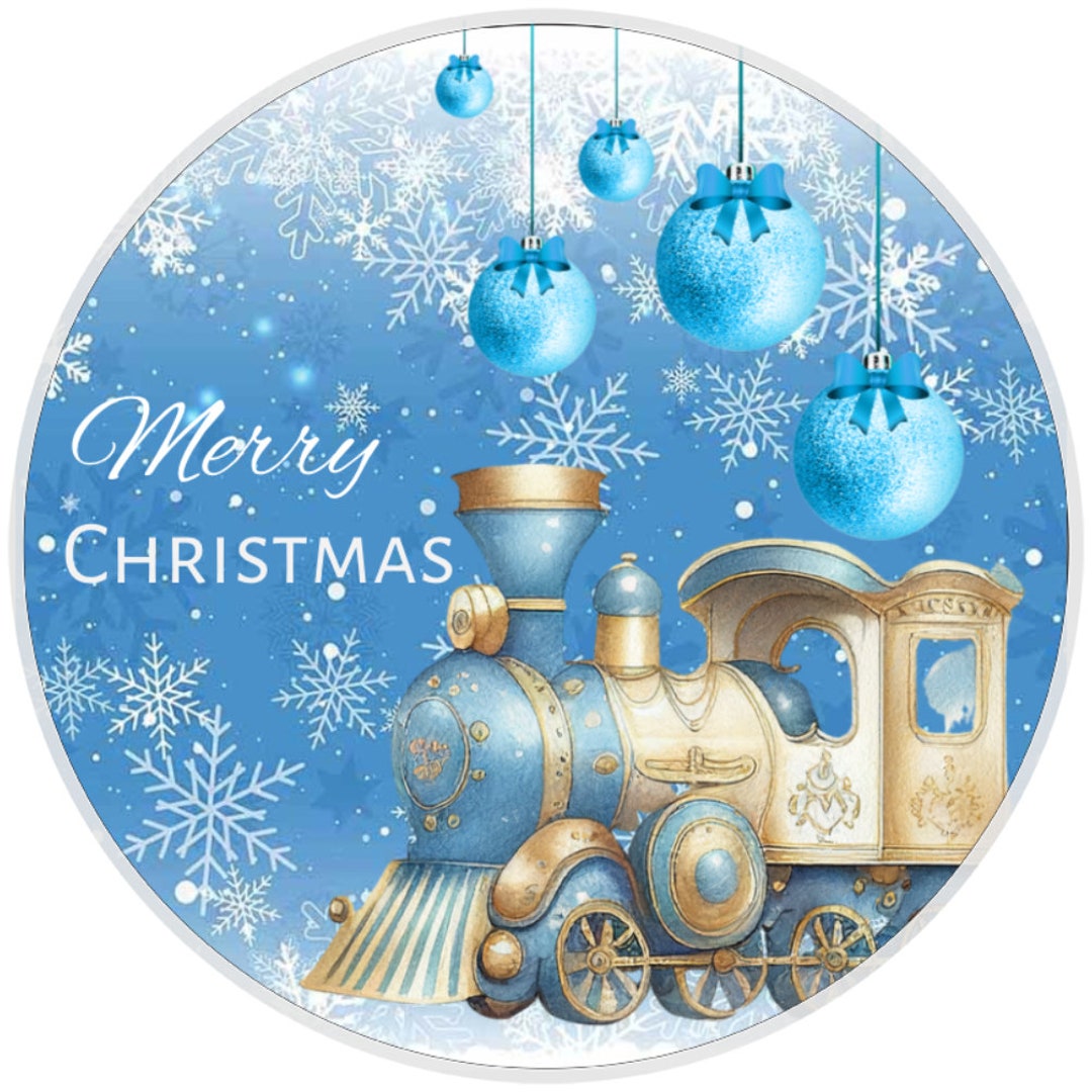 10” Blue Christmas Train Sign, Wreath Sign, Home Decor, the Ritzy ...