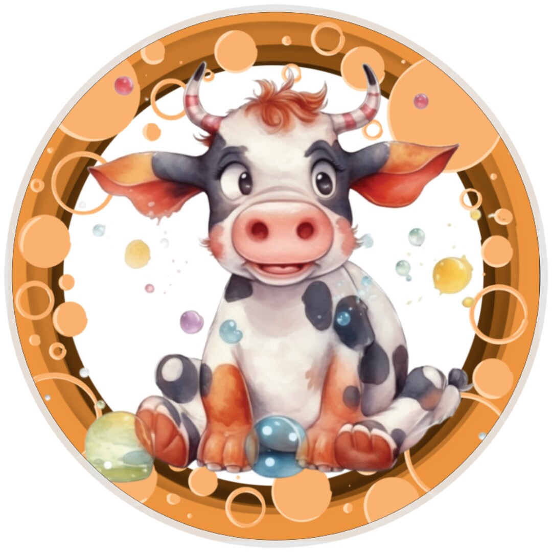 10” Bubble Cow Sign, Wreath Sign, Home Decor, Metal Sign, the Ritzy ...