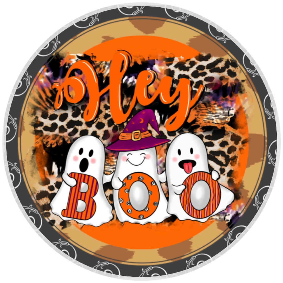 10” Hey Boo Halloween Ghost Sign, Wreath Sign, Home Decor - Etsy