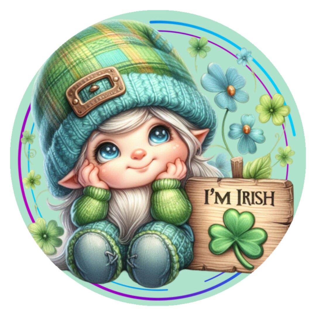 10” Little Miss Irish Gnome Wreath Sign, Wreath Sign, Home Decor, Metal ...