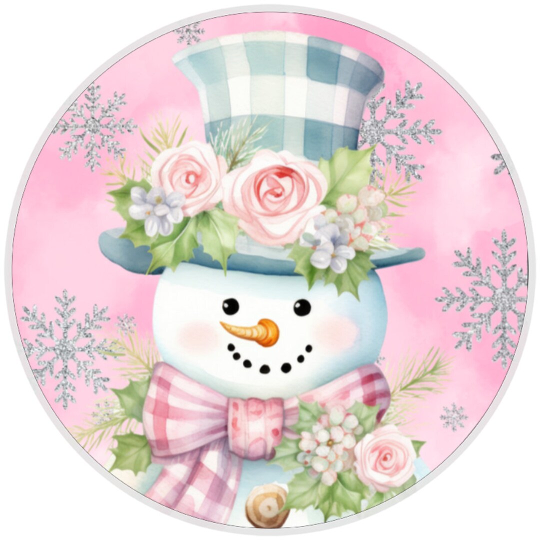 10” Pink Snowman Winter Sign, Wreath Sign, Home Decor - Etsy