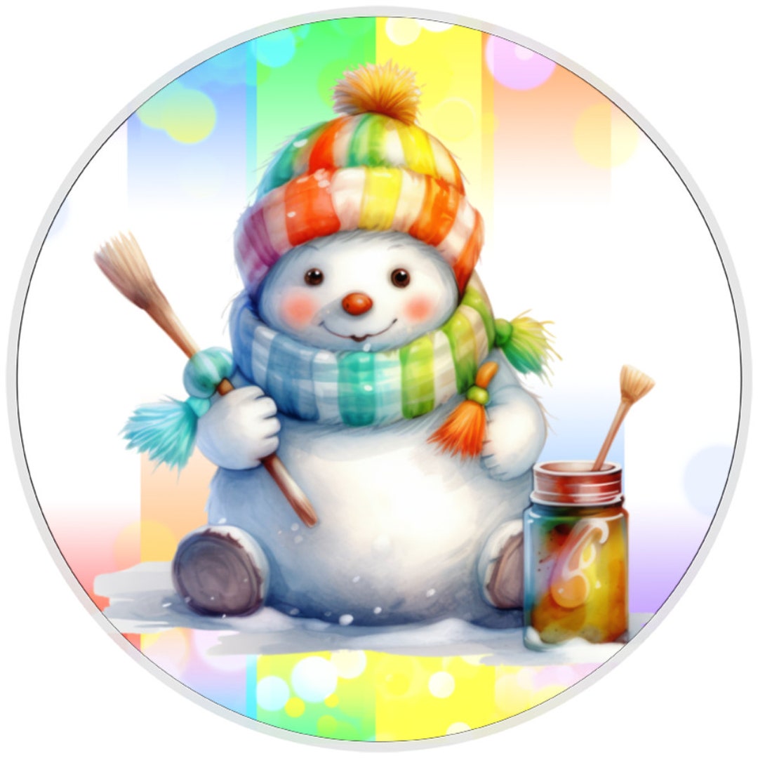 10” Rainbow Snowman Winter Sign, Metal Wreath Sign, Home Decor - Etsy