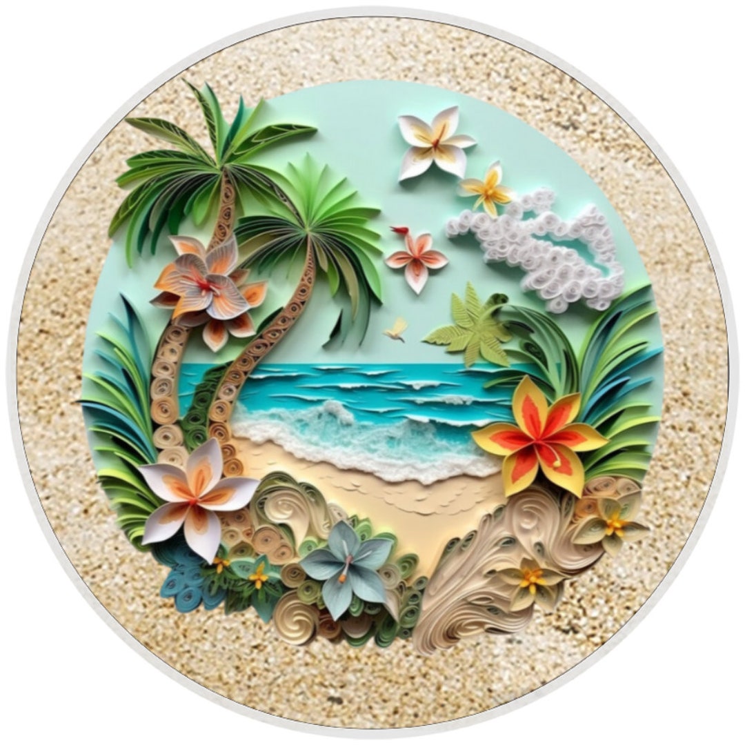 10” Tropical Quilled Look Sign, Metal Wreath Sign, Home Decor - Etsy