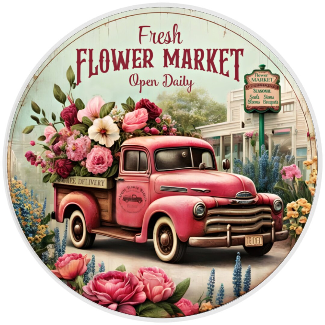 Flower Truck Sign, Wreath Sign, Home Decor - Etsy