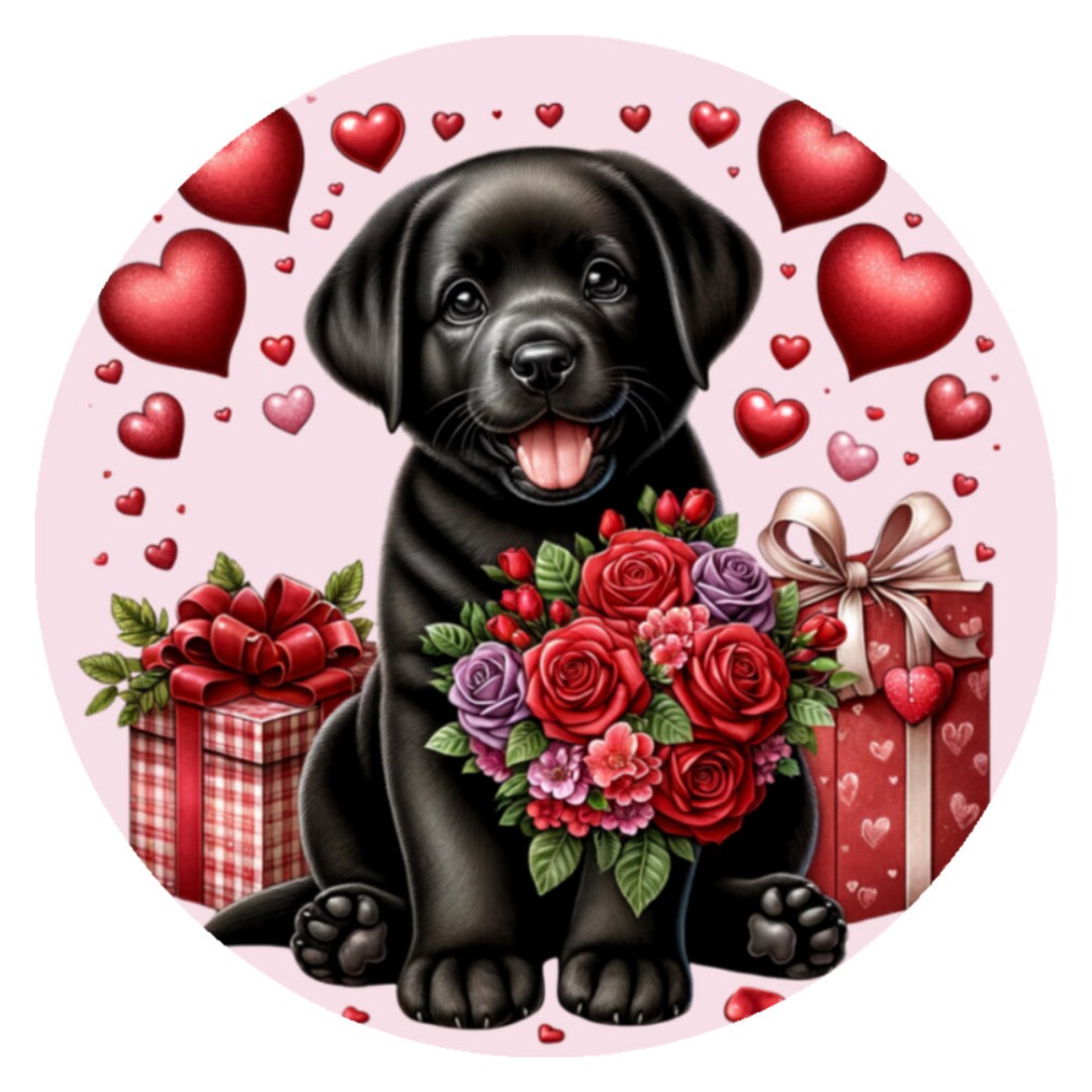 10” Black Labrador Happy Valentine Sign, Wreath Sign, Home Decor - Etsy
