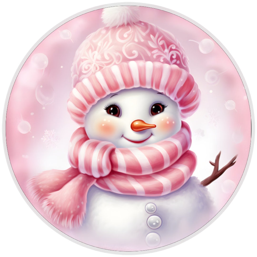10” Pink Snowman Winter Sign, Wreath Sign, Home Decor - Etsy