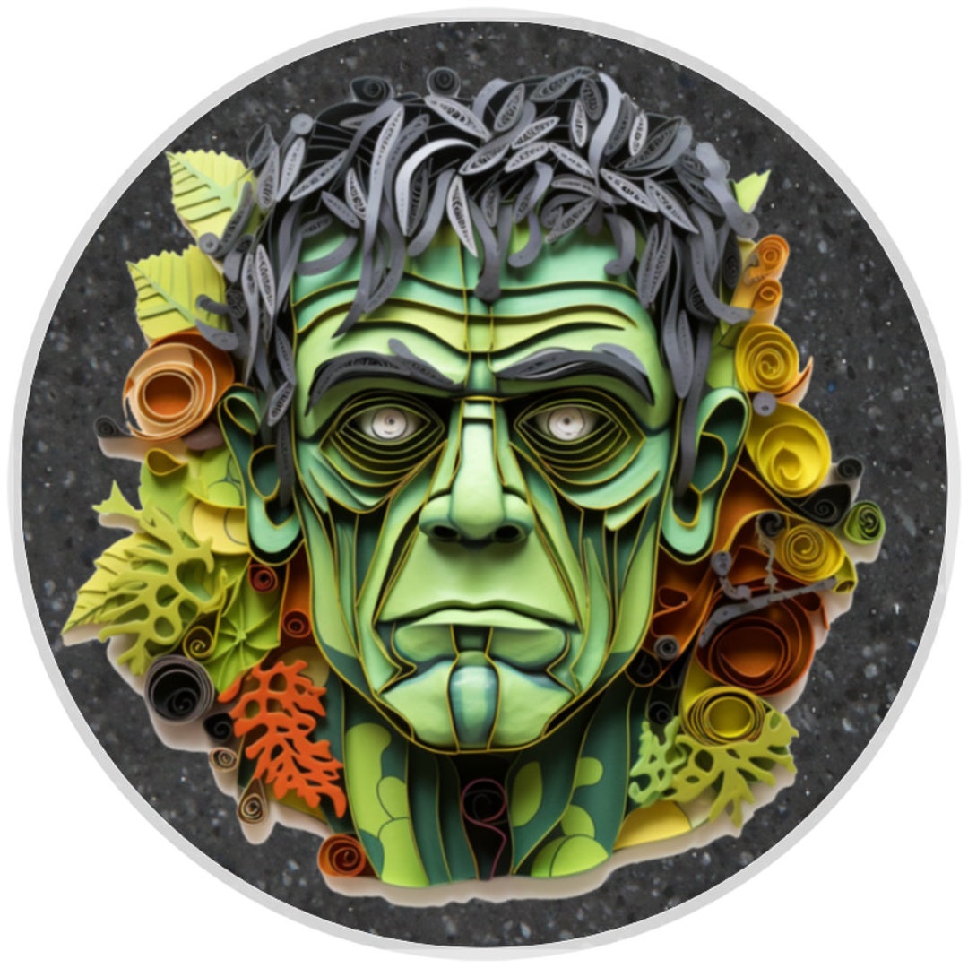10” Frankenstein Quilled Look Sign, Halloween Metal Wreath Sign, Home ...