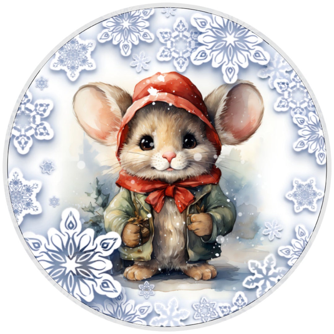 10” Snowflake Mouse Sign, Wreath Sign, Home Decor - Etsy