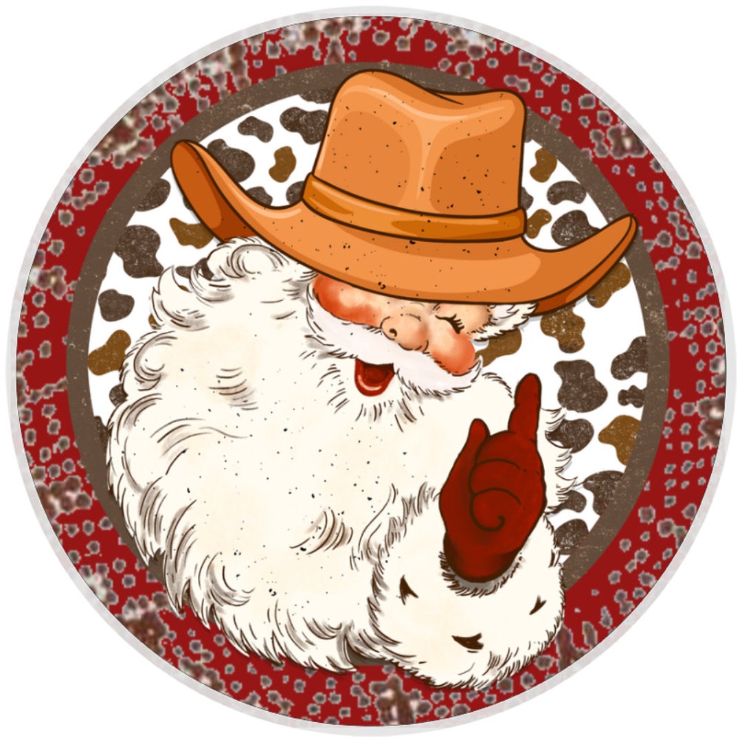10” Cowboy Santa Wreath Sign, Metal Wreath Sign, Home Decor - Etsy