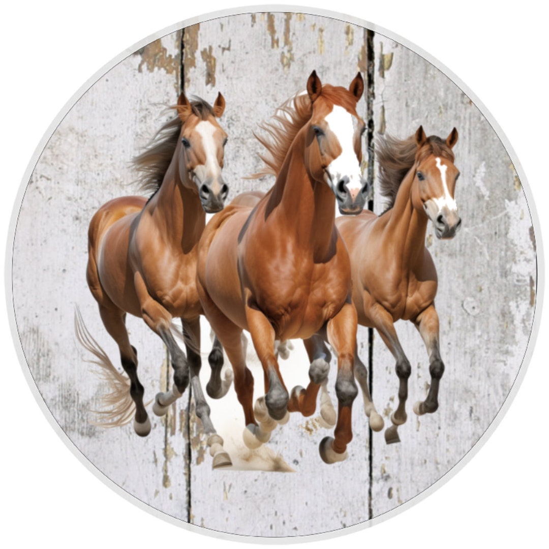 10” Wild Horses Western Wreath Sign, Wreath Sign, Home Decor, Metal ...