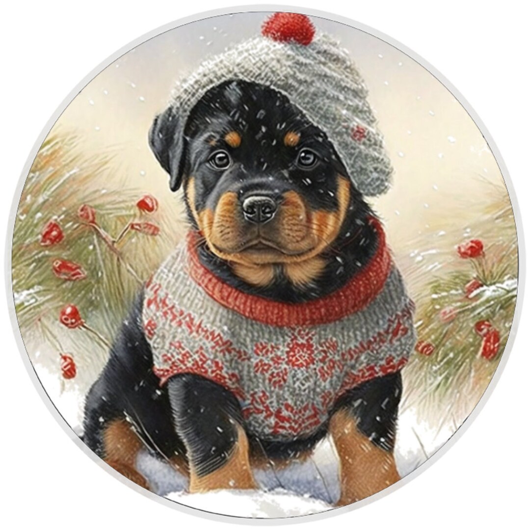 10” Christmas Rottweiler Dog Sign, Metal Wreath Sign, Home Decor - Etsy