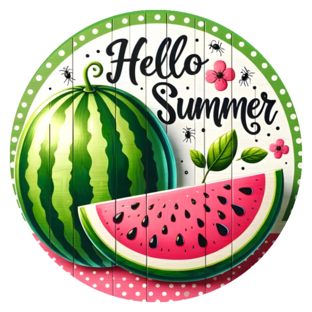 10” Summer Hello Watermelon Sign, Metal Wreath Sign, Home Decor - Etsy