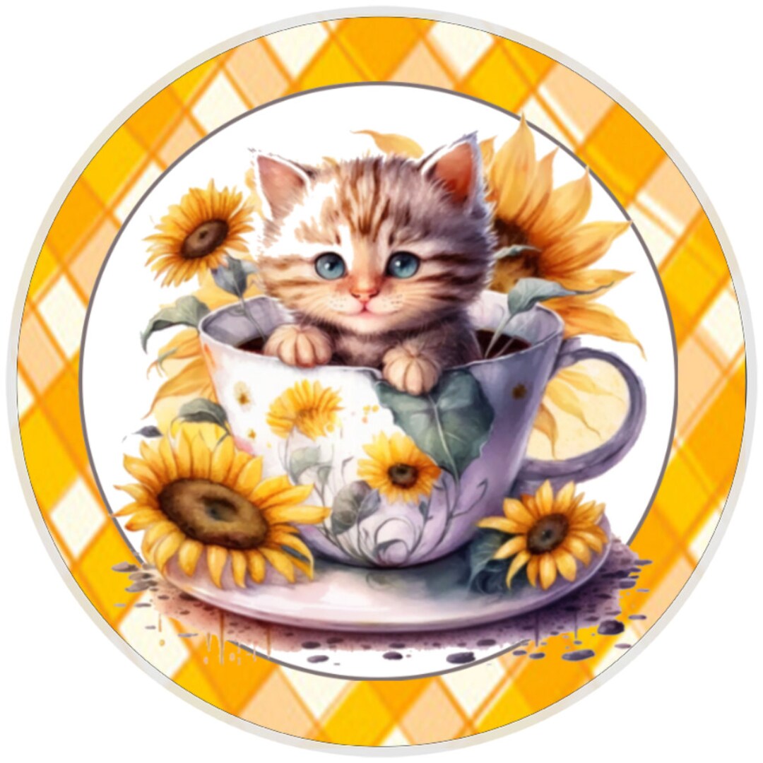 10 Sunflower Kitten Sign, Wreath Sign, Home Decor - Etsy