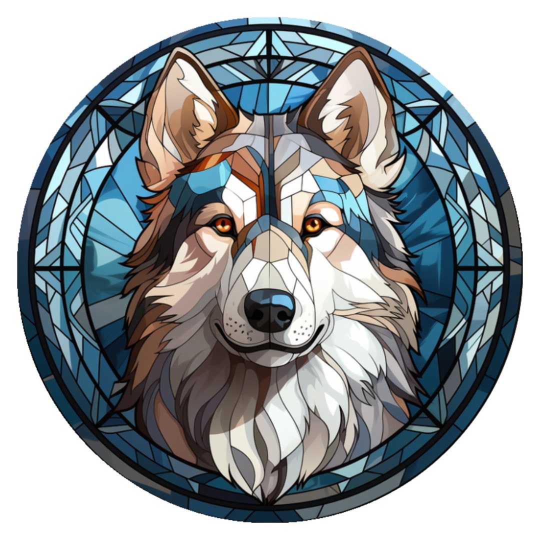 10” Husky Dog Stained Glass Look Sign, Metal Wreath Sign, Home Decor - Etsy