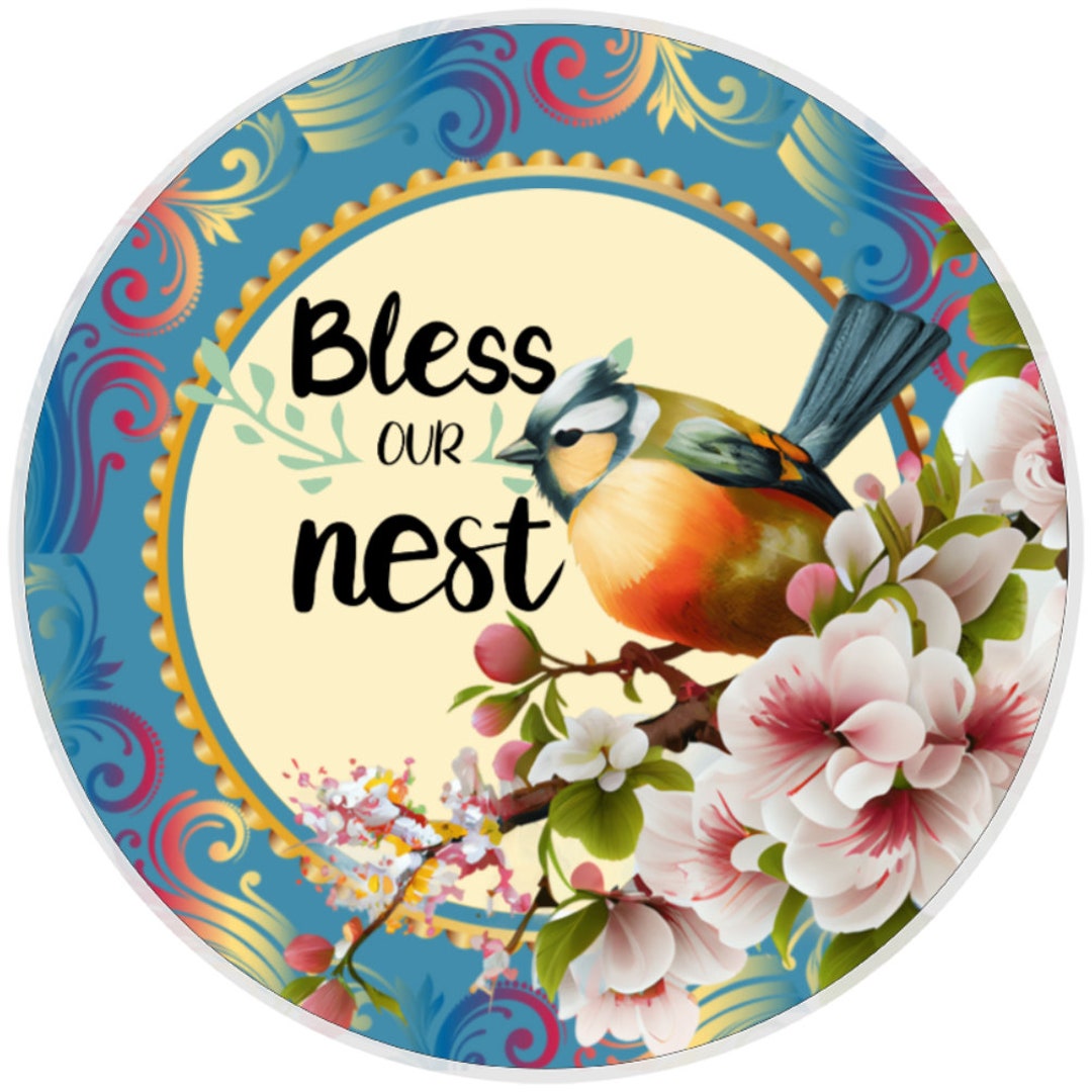 10” Bless Our Nest Bird Sign, Wreath Sign, Home Decor - Etsy